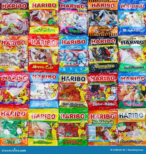 Haribo Gummy Bear Gummi Candy Candies Different Types Variety Background Square Editorial Image