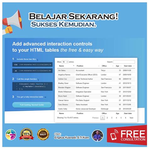 Jual Tutorial Menggunakan Jquery Datatables Shopee Indonesia