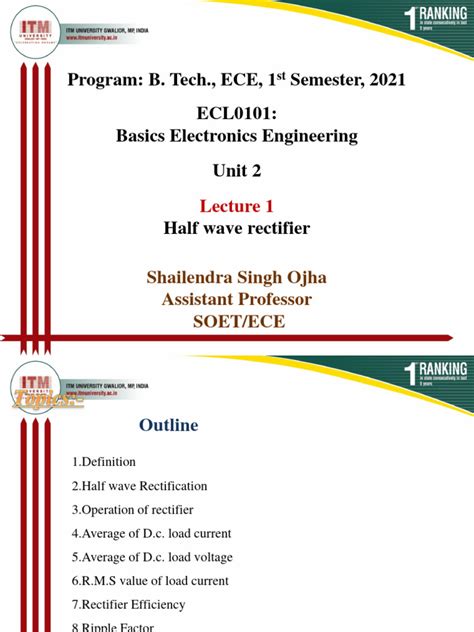 Lecture 1 Halfwave Rectifier Pdf Rectifier Power Physics