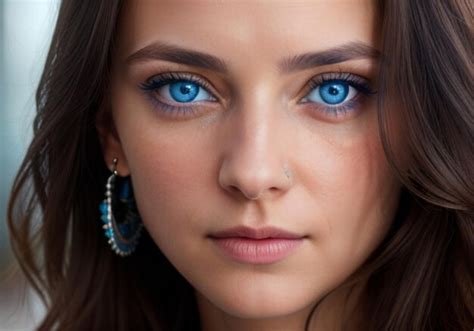 Premium Photo A Woman With Piercing Blue Eyes Premium Photo A Woman With Piercing Blue Eyes