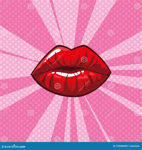 Woman Lips Pop Art Style Stock Vector Illustration Of Love