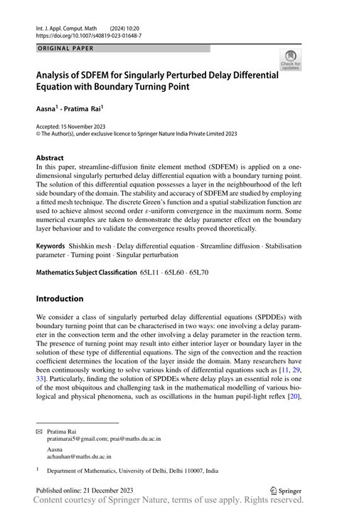 Analysis Of Sdfem For Singularly Perturbed Delay Differential Equation