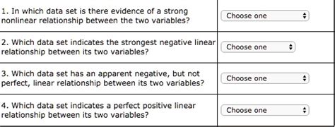 Solved In Which Data Set Is There Evidence Of Strong Nonlinear
