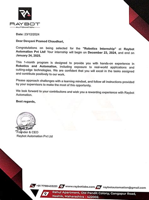 Internship Robotics Automation Learningandgrowing