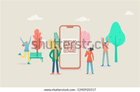 Qr Code Scanning Vector Illustration Concept Stock Vector Royalty Free Shutterstock