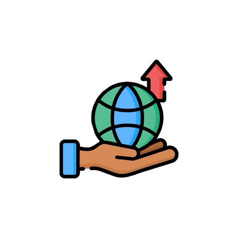 Hand Holding Globe With Arrow Pointing Up Vector Art At Vecteezy