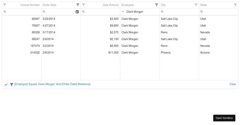 Filter Panel DevExtreme Data Grid Forked Codesandbox