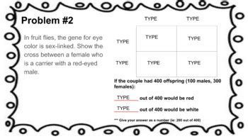 DIGITAL Distance Learning Sex Linked Punnett Square Problems W ANSWER KEY
