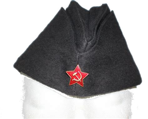 Vintage 1980s Soviet Navy Wool Cap Ussr Military Pilotka Hat Red