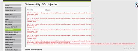 Dvwa Sql Injection模块展开实验利用kali Linux对dvwa的sql Injection模块展开实验包括 6low等级 Csdn博客