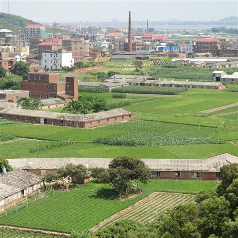 Beautiful Chinese Rural Village Traditional Houses With Mountains And