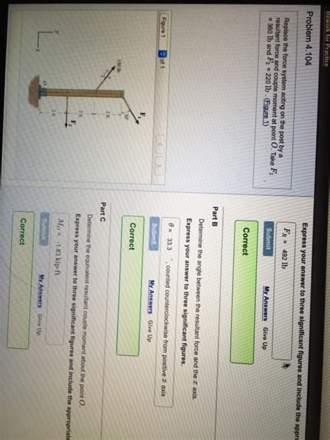 Solved Replace The Force System Acting On The Post By A Chegg Com