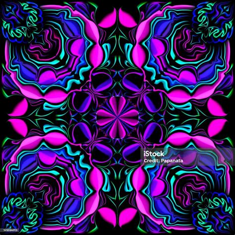 화려한 장식품 입체 그림 검은 배경 배너 브로셔 포스터 현대 우크라이나어 예술 0명에 대한 스톡 벡터 아트 및 기타 이미지 0명 3차원 형태 그림자 Istock