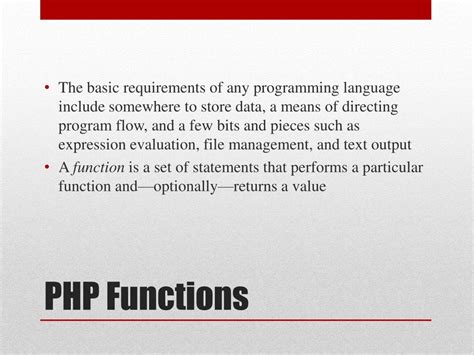 Ppt Php Functions And Objects The Key Guidelines For Efficient