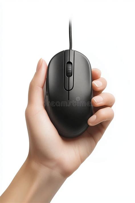 Close Up Of Hand Holding Black Computer Mouse Showcasing Its Sleek Design And Ergonomic Shape