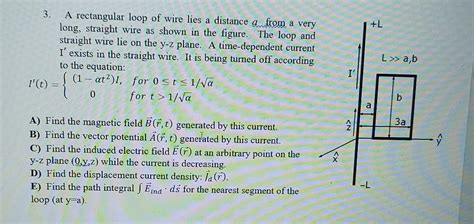 Solved A Rectangular Loop Of Wire Lies A Distance A From Chegg