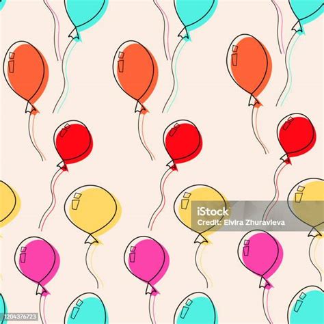 다채로운 생일 풍선 원활한 인사말 카드 디자인 벡터 일러스트 그리기에 대한 스톡 벡터 아트 및 기타 이미지 그리기 기념일 날기 Istock