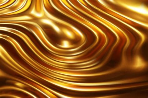 빛이 반사되는 액체 녹은 금 금속 추상 물결 모양 배경 프리미엄 벡터