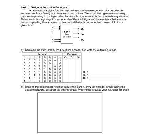 Solved Task Design Of To Line Encoders An Encoder Is Chegg