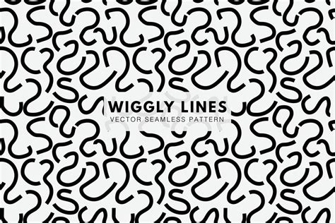 Wiggly Squiggly Black Lines Simple Abstract On A White Background Vector Seamless Repeat