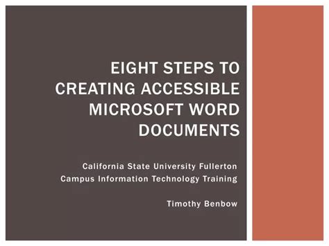 PPT Eight Steps To Creating Accessible Microsoft Word Documents