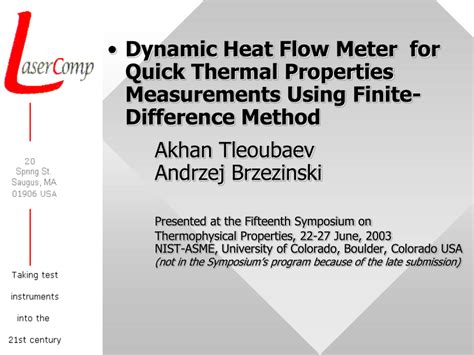 Pdf Dynamic Heat Flow Meter For Quick Thermal Properties Measurements Using Finite Difference