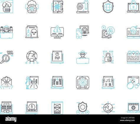 Artificial Universe Linear Icons Set Simulation Virtuality Sci Fi Digital Synthetic