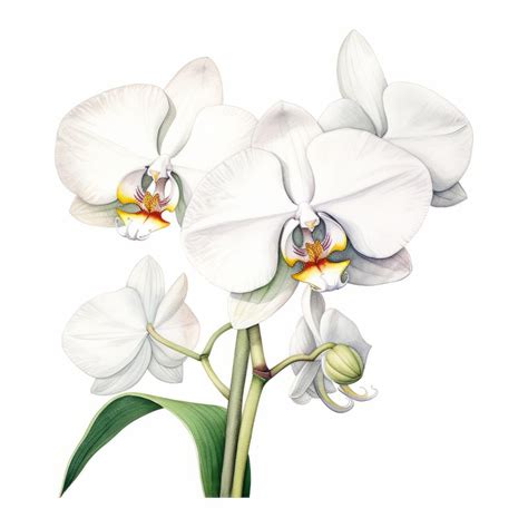 Premium Photo White Orchid Watercolor Painting Realistic Illustration