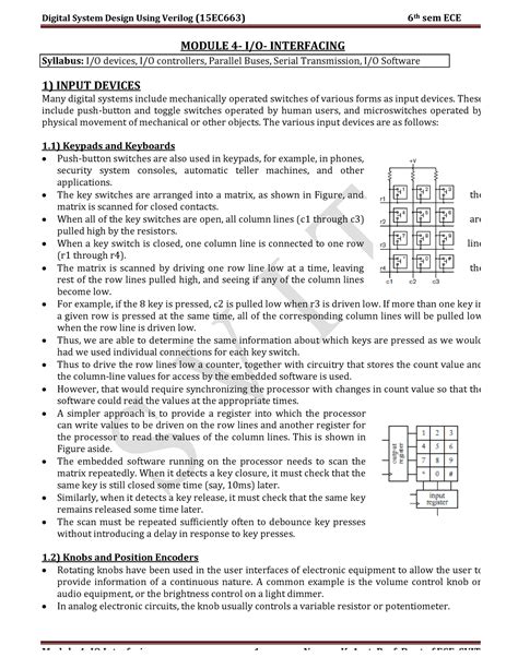 Digital System Design Using Verilog Unit 4 Module 4 Io Interfacing