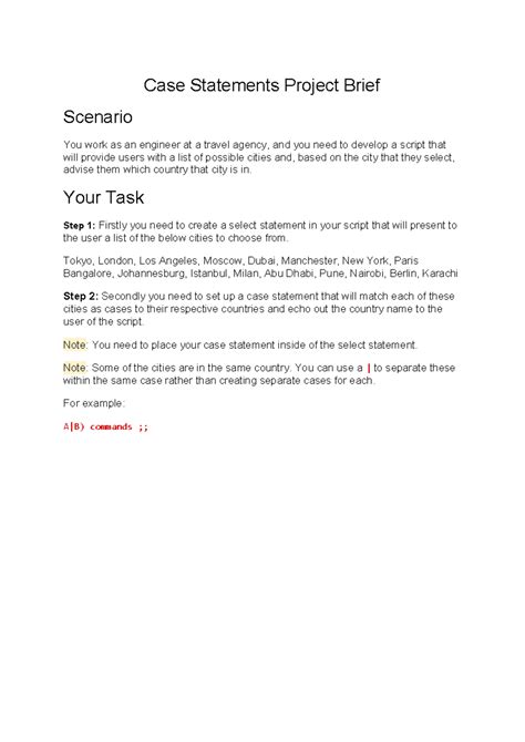 Casestatementsprojectbrief Case Statements Project Brief Scenario