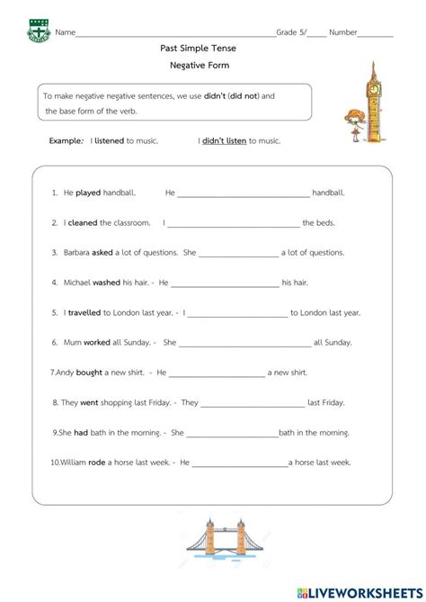 Past Simple Tense Negative Online Exercise For Live Worksheets