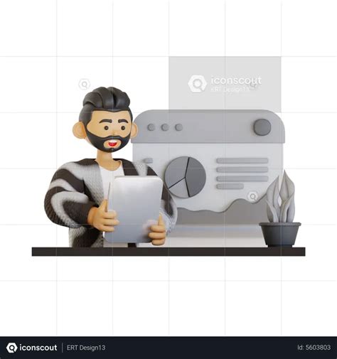 Man Doing Data Analysis 3d Illustration Download In Png Obj Or Blend Format