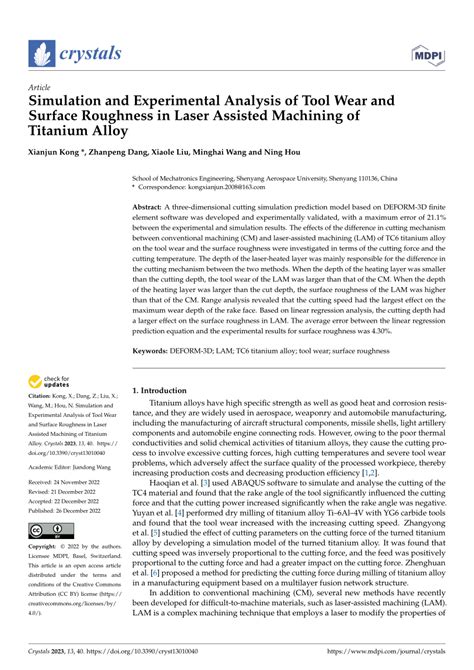 Pdf Simulation And Experimental Analysis Of Tool Wear And Surface