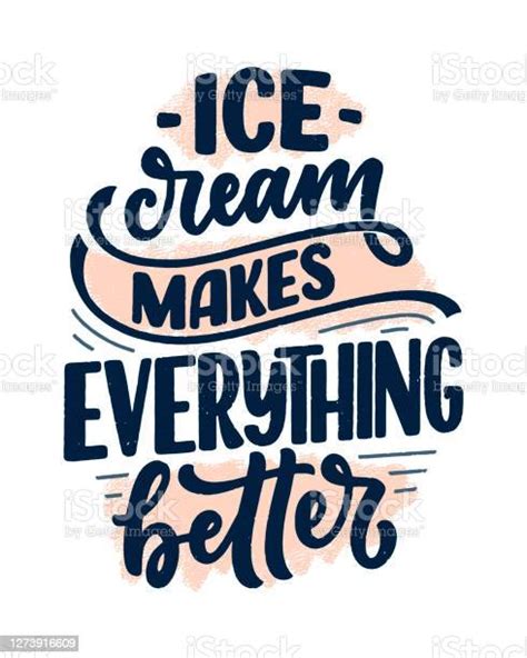 아이스크림에 대한 손으로 그린 글자 구성 재미있는 시즌 슬로건 여름 패션 해변 파티에 대한 고립 된 서예 인용 배너 엽서 인쇄