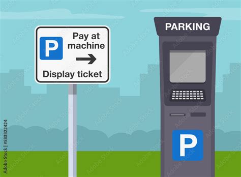 United Kingdom Outdoor Parking Sign City Parking Payment System Pay At Machine Display Ticket