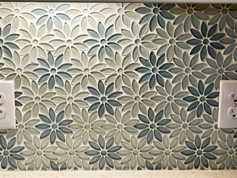 Glass Flower Tile Backsplash For Kitchen