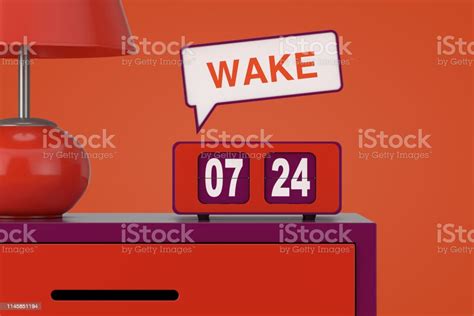 복고풍의 밤 테이블 램프와 오래 된 세련 된 테이블 위에 웨이크 서명 빈티지 플립 시계 3d 렌더링 가구에 대한 스톡 사진 및 기타 이미지 Istock