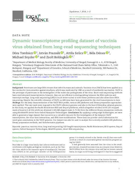 Pdf Dynamic Transcriptome Profiling Dataset Of Vaccinia Virus