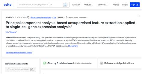 Principal Component Analysis Based Unsupervised Feature Extraction Applied To Single Cell Gene