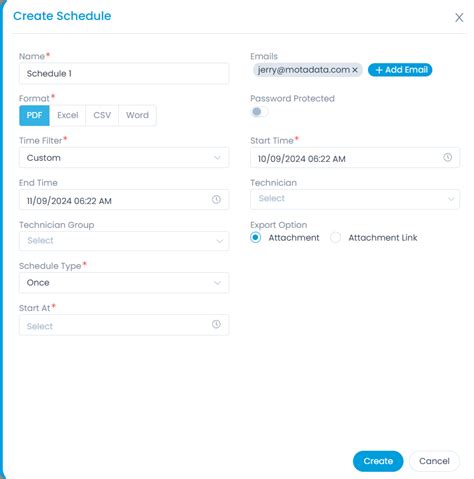 Schedule Report Serviceops