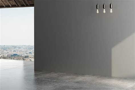 가구가없는 회색 홈 인테리어의 3d 렌더링 빈 방 모형 복사 공간 3d 렌더링 0명에 대한 스톡 사진 및 기타 이미지 0명 3차원 형태 거실 Istock