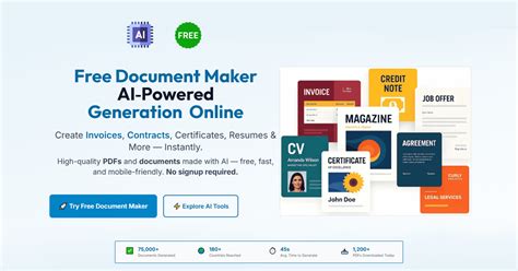 Ai Powered Free Document Maker Instant Invoices Cvs And Legal Forms