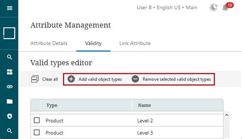 Attribute Management Screen