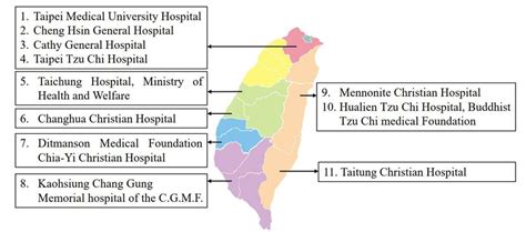 The Distribution Of Eleven Selected Hospitals Across Taiwan Download