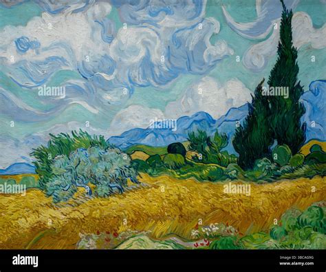 A Wheatfield With Cyresses By Vincent Van Gogh Oil On Canvas 1889