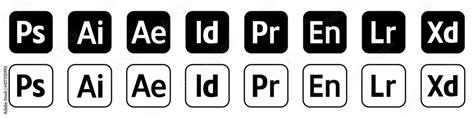 Adobe Products Icon Set Illustrator Photoshop InDesign Premiere Pro After Effects Acrobat
