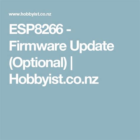 Esp8266 Firmware Update Optional Nz Firmware