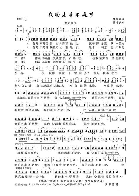我的未来不是梦 张雨生 我的未来不是梦 本 歌谱 简谱