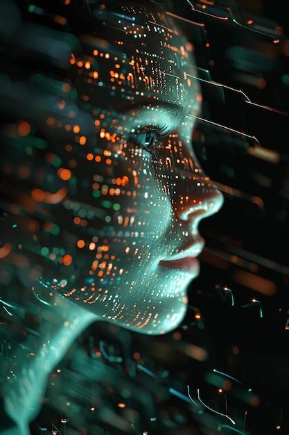 Premium Photo 3d Representation Of A Woman Emerging From A Digital Matrix