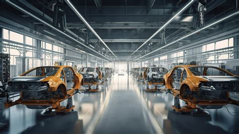 Robots On Car Assembly Line In A Thriving Factory Generative Ai Stock